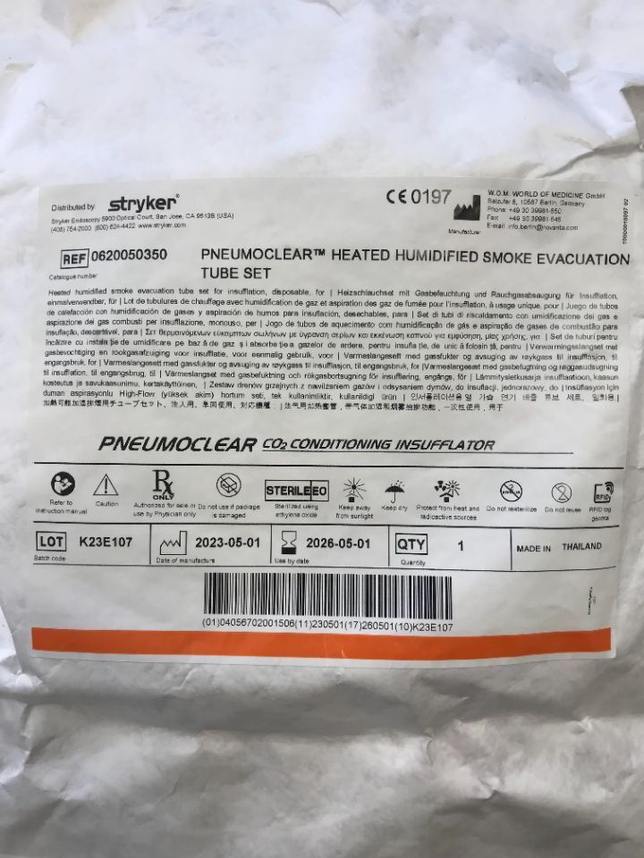 IN DATE PNEUMOCLEAR HEATED HUMIDIFIED SMOKE EVACUATION TUBE SET LOT OF ...