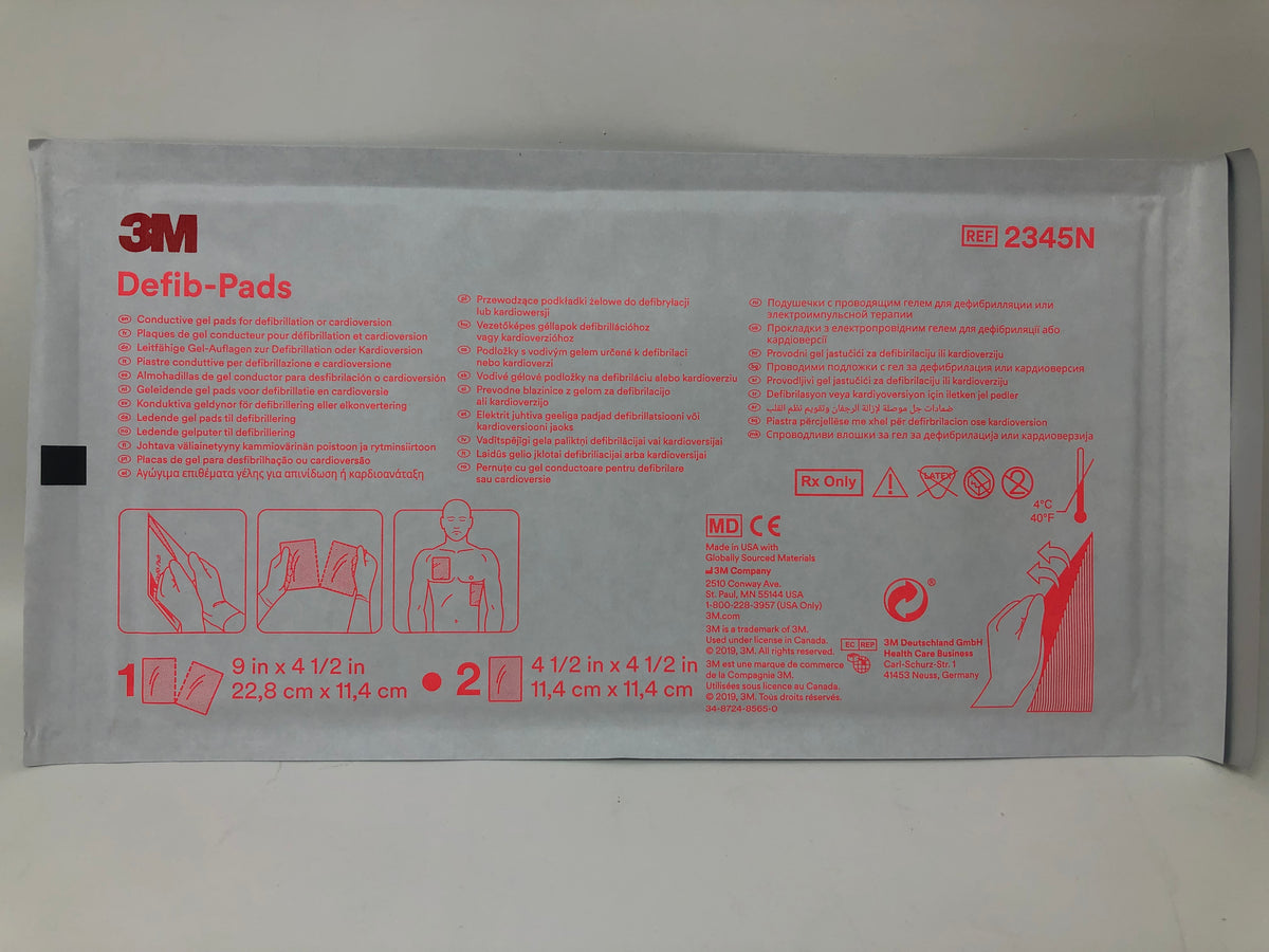 3M Healthcare Defib-Pads Electrode Defibrillator Pad 4.5" x 4.5" 2345N ...