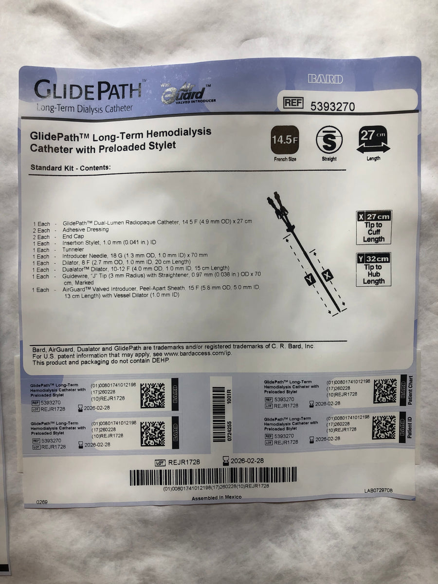 GlidePath™ Long-Term Hemodialysis Catheter W Preloaded Stylet 5/Case 0 ...