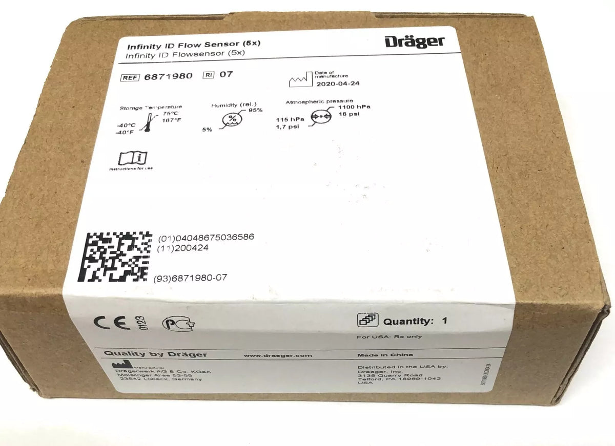 Drager Infinity ID Flow Sensor ABS Ref # 6871980 5/PACK Brand-New Seal ...