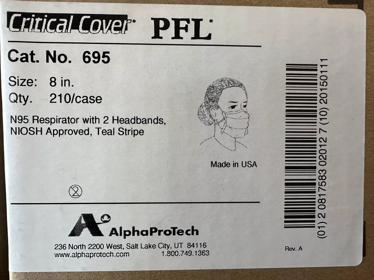 Case of 210 AlphaProTech Critical Cover PFL N-95 Mask NIOSH Approved ...